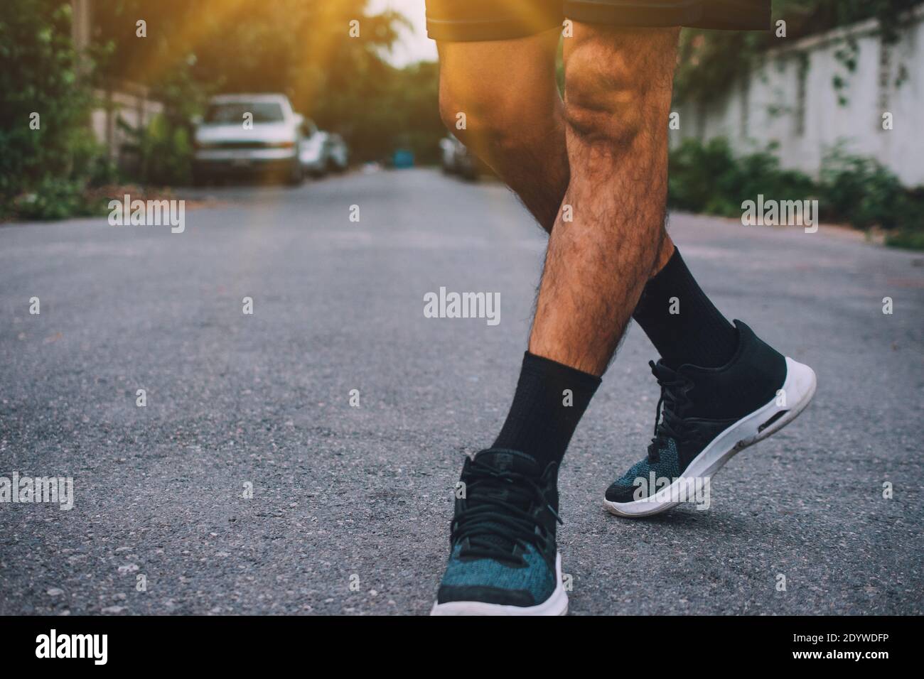 Man run on the street be running for exercise,Run sports background and ...