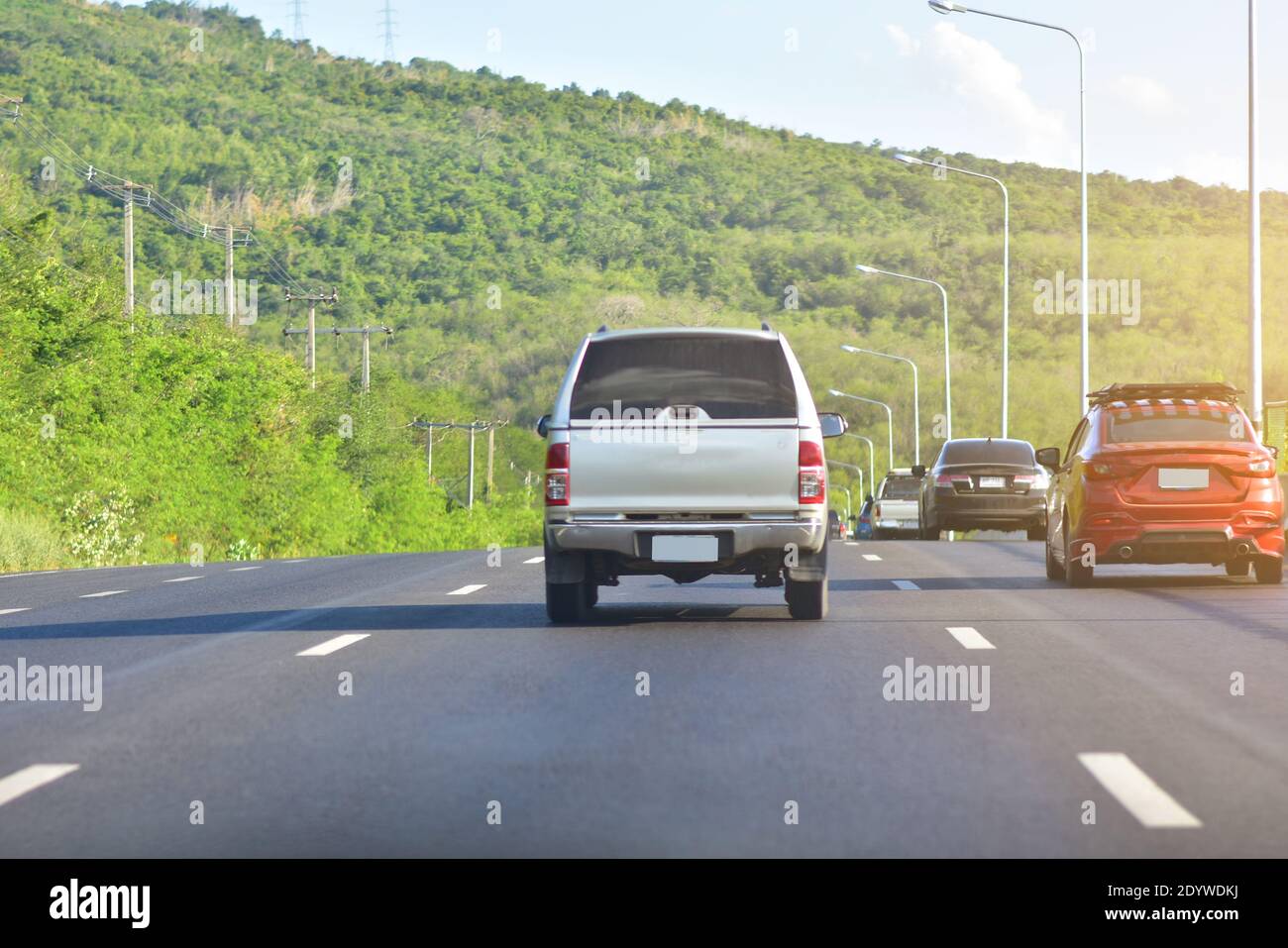 Car Driving on road and Small passenger car seat on the road used for ...