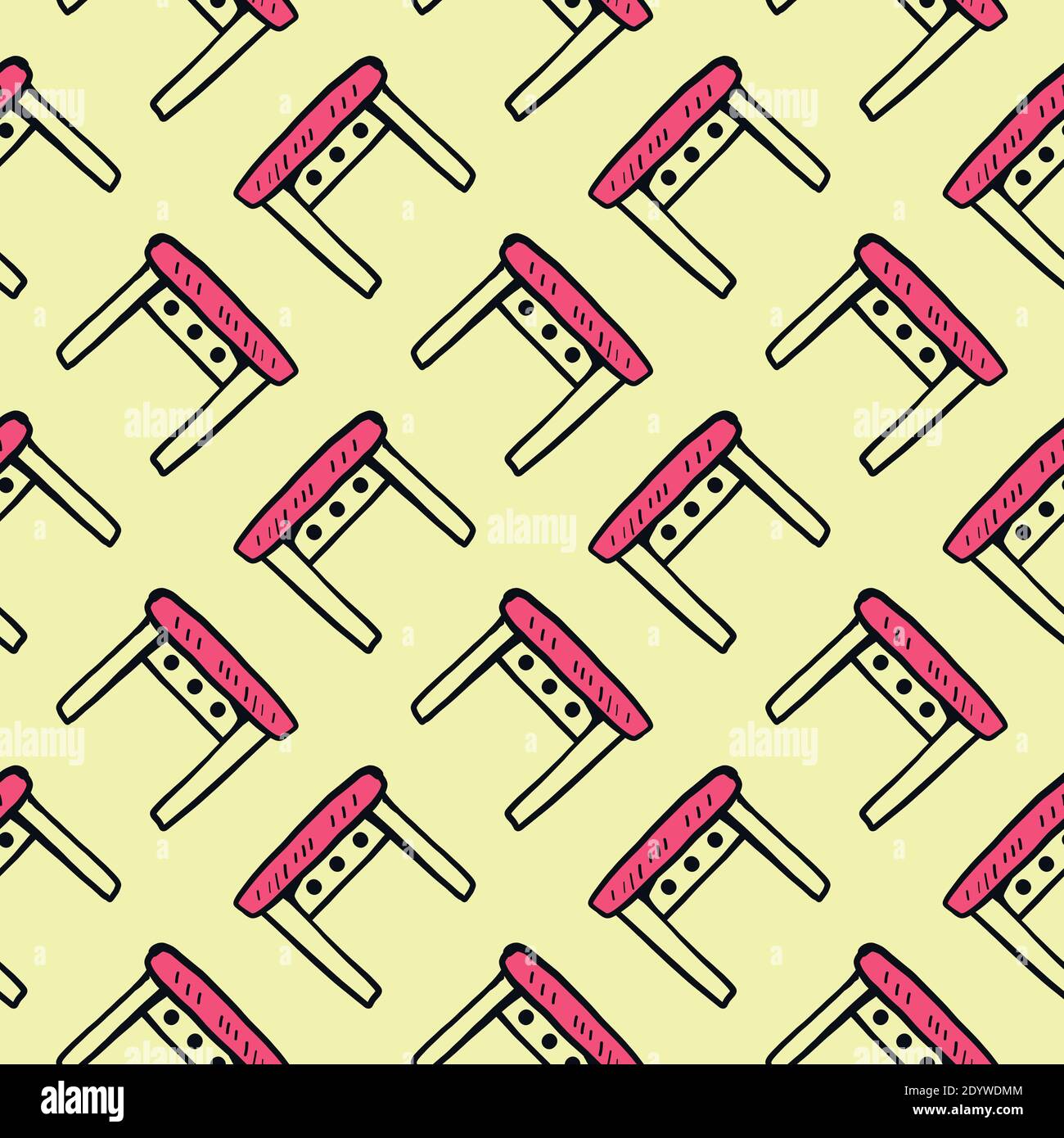 Pink chairs,seamless pattern on yellow background Stock Vector Image ...