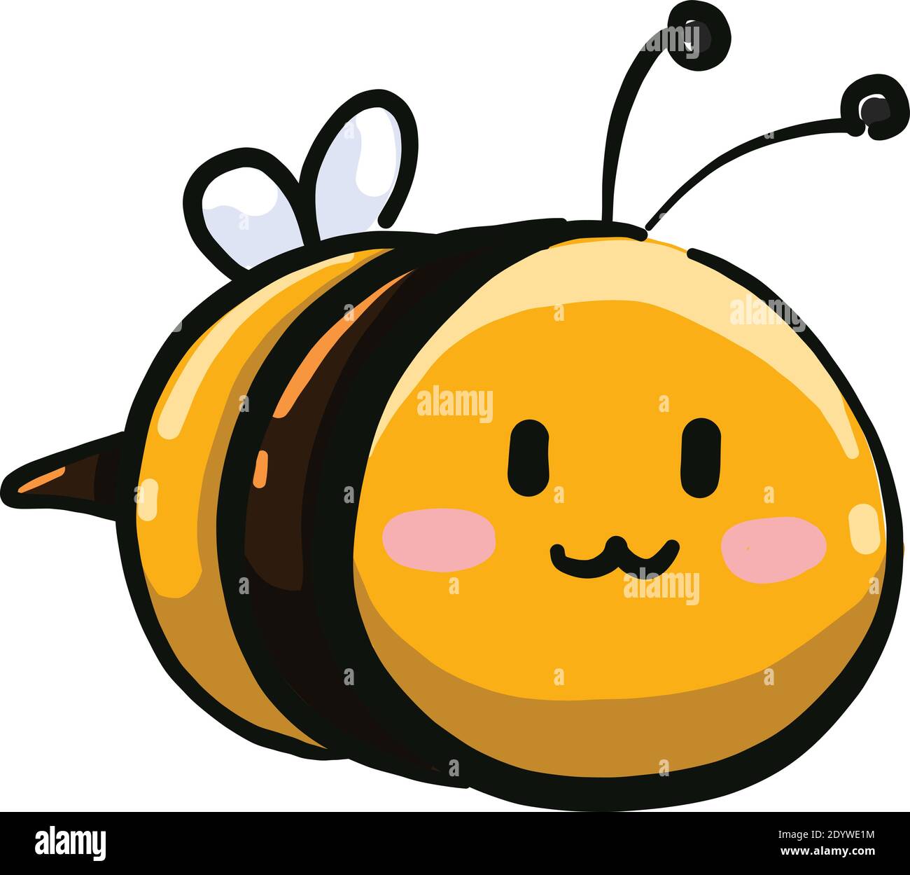 Cute yellow bee, illustration, vector on a white background Stock ...