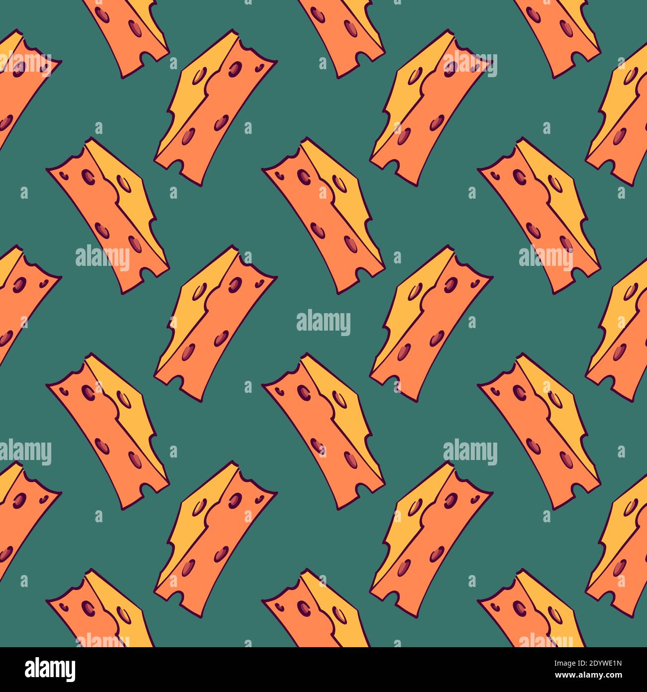 Cute cheese slices,seamless pattern on dark green background Stock ...