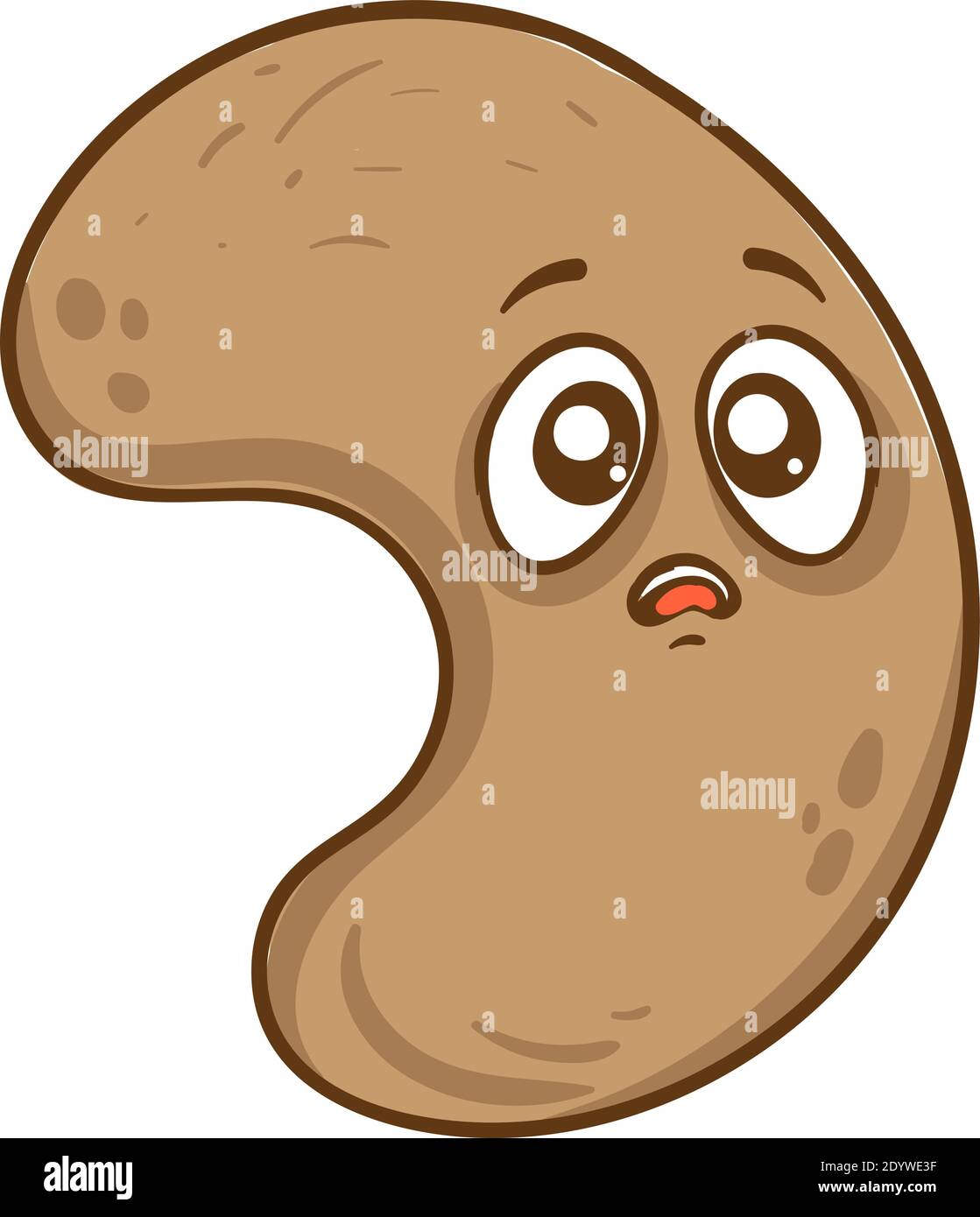 Scared cashew, illustration, vector on a white background Stock Vector ...