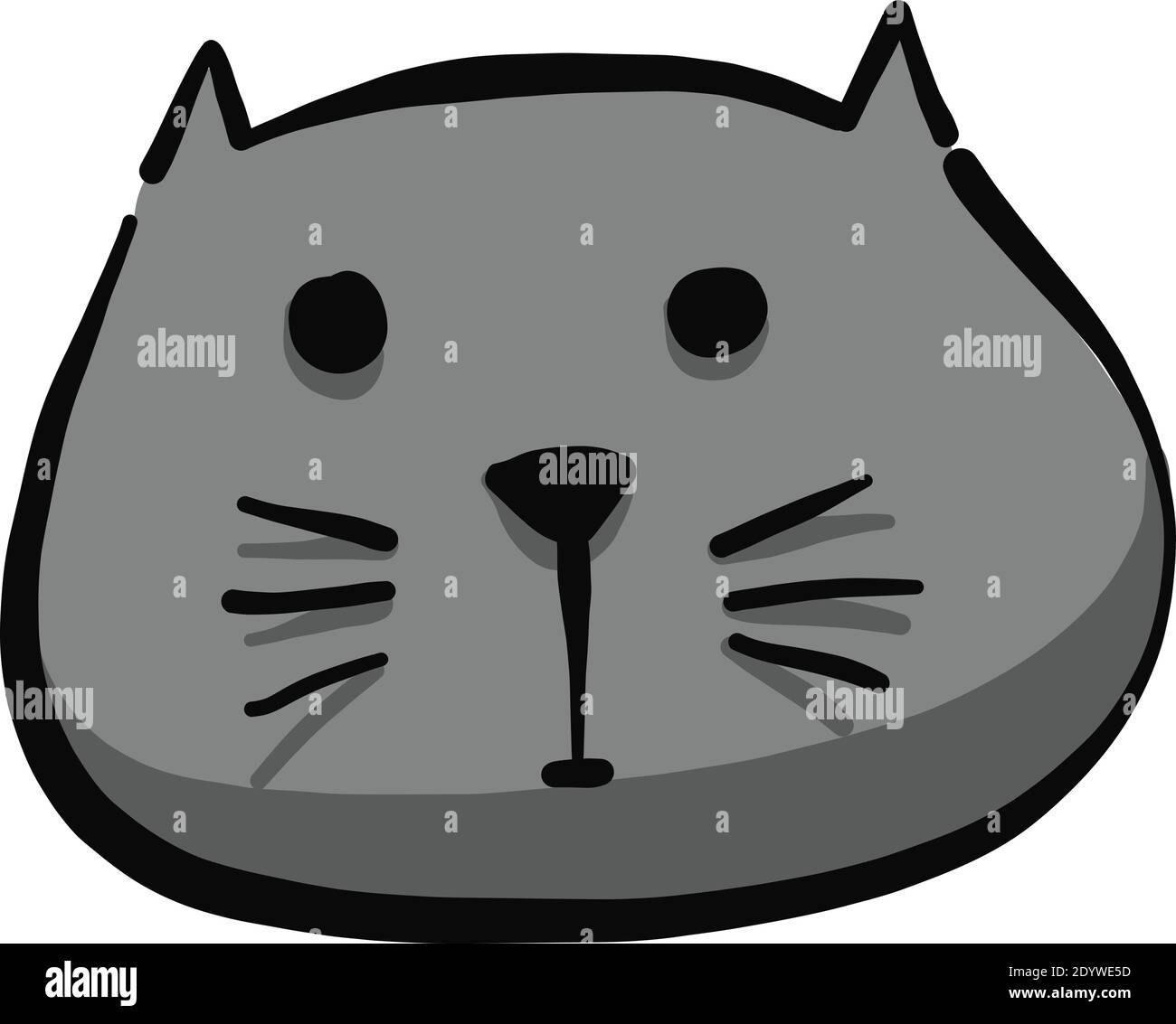 Grey cat, illustration, vector on a white background Stock Vector Image ...