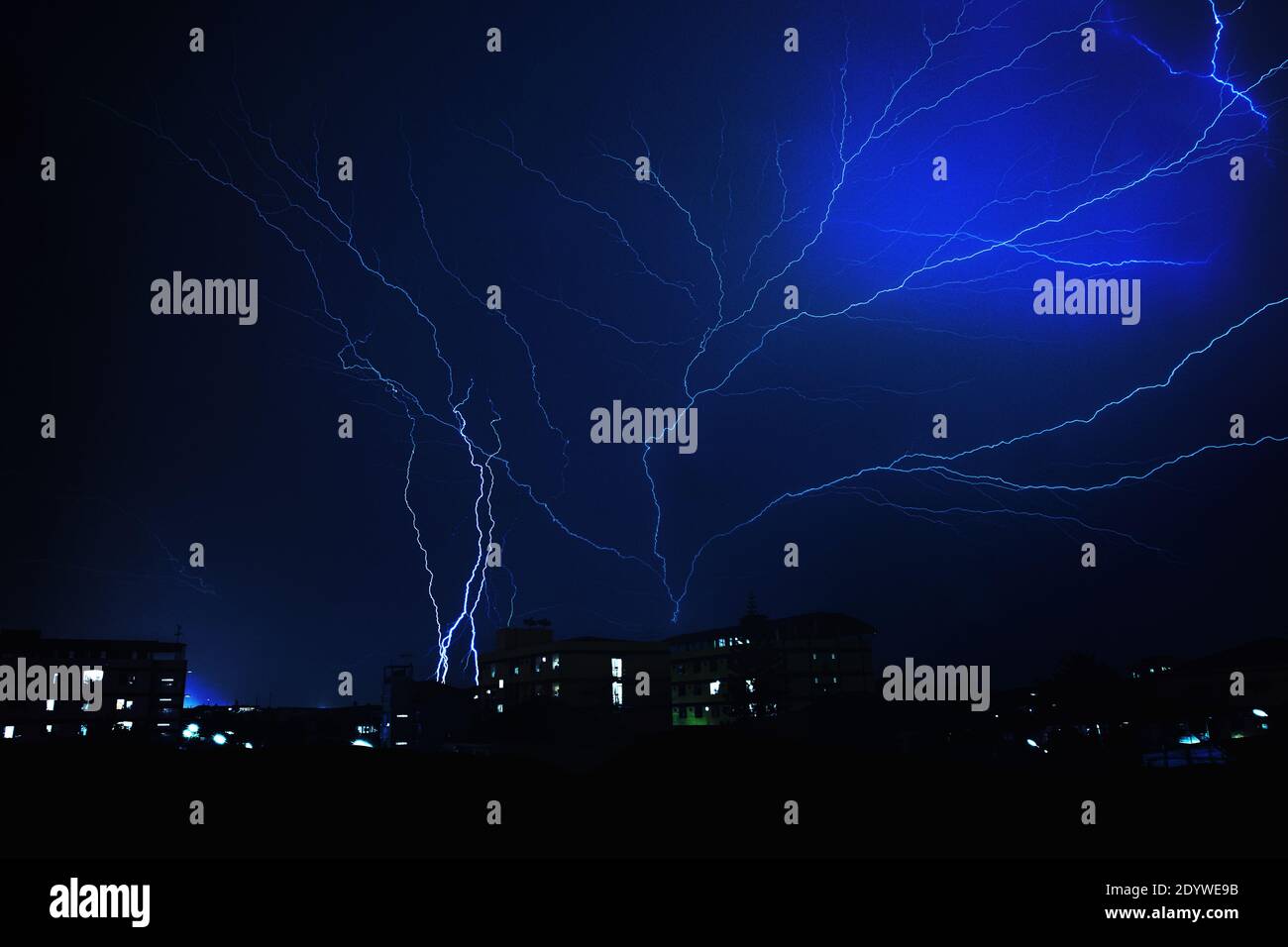 Thunder lightning rain storm in the rainy season Stock Photo - Alamy
