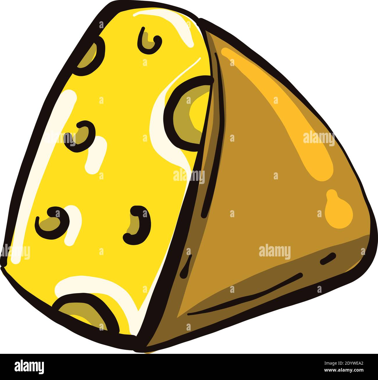 Small piece of cheese, illustration, vector on a white background Stock ...