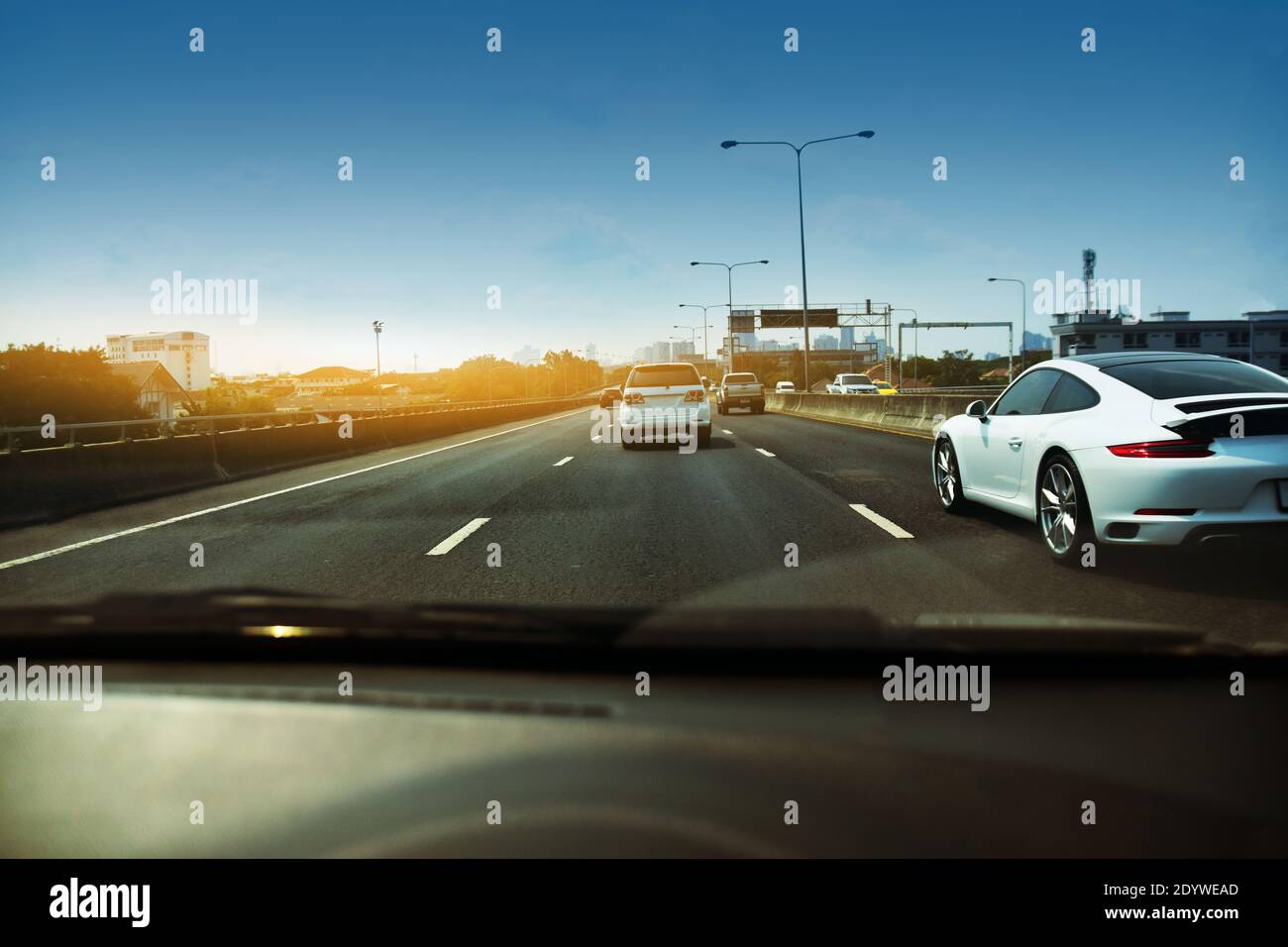 Car driving high way road Stock Photo - Alamy