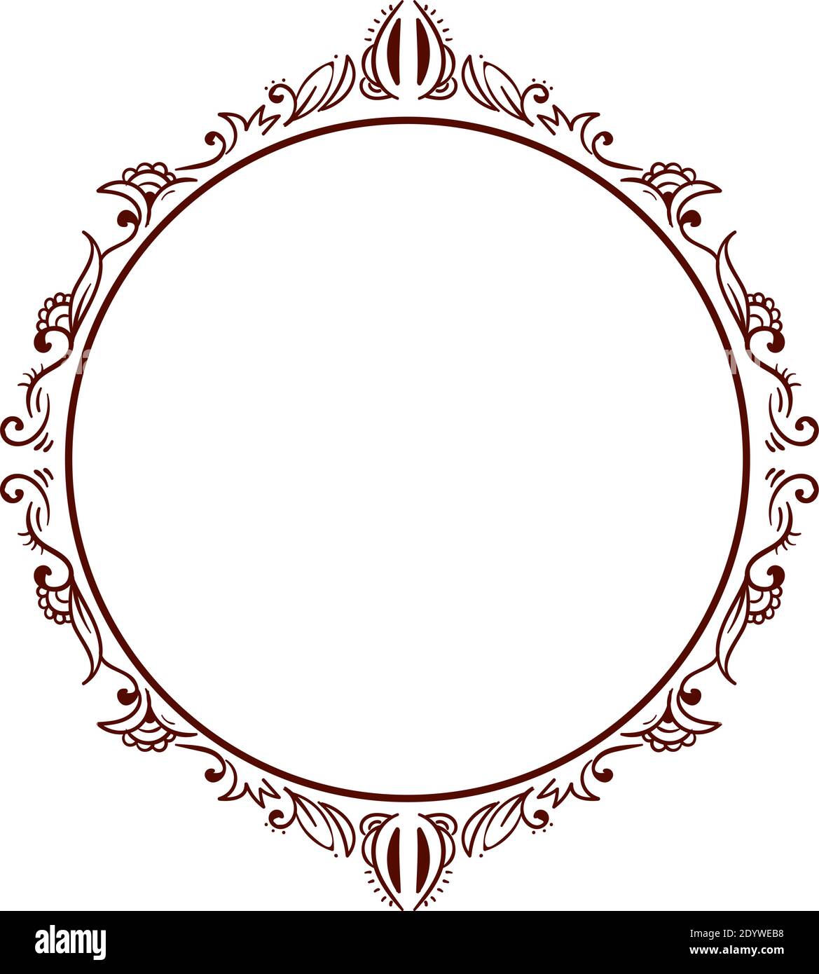 Decorative round frame, illustration, vector on a white background ...