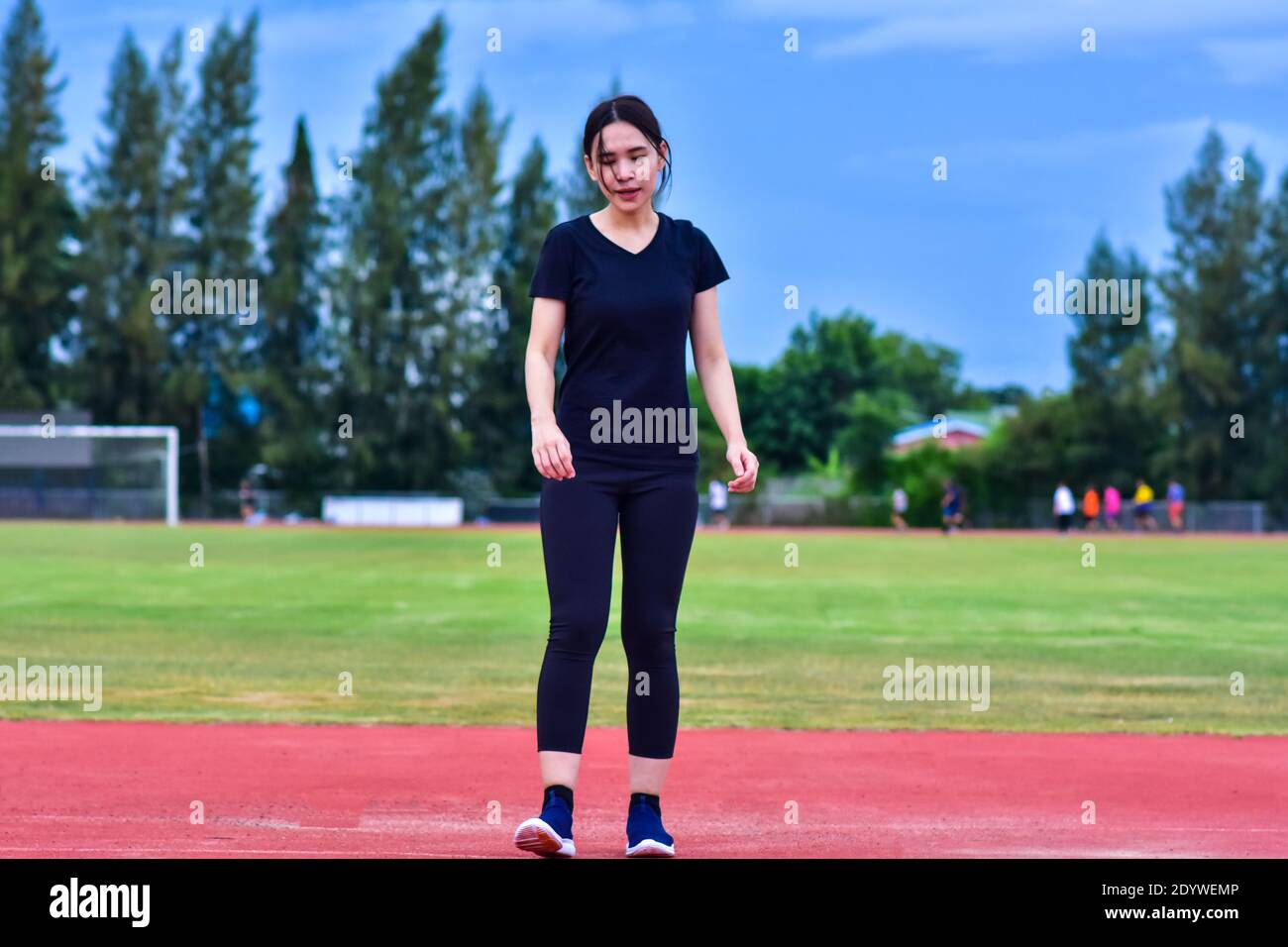 Beauty Asian Women Exercise body fit Training for Good Healthy real ...