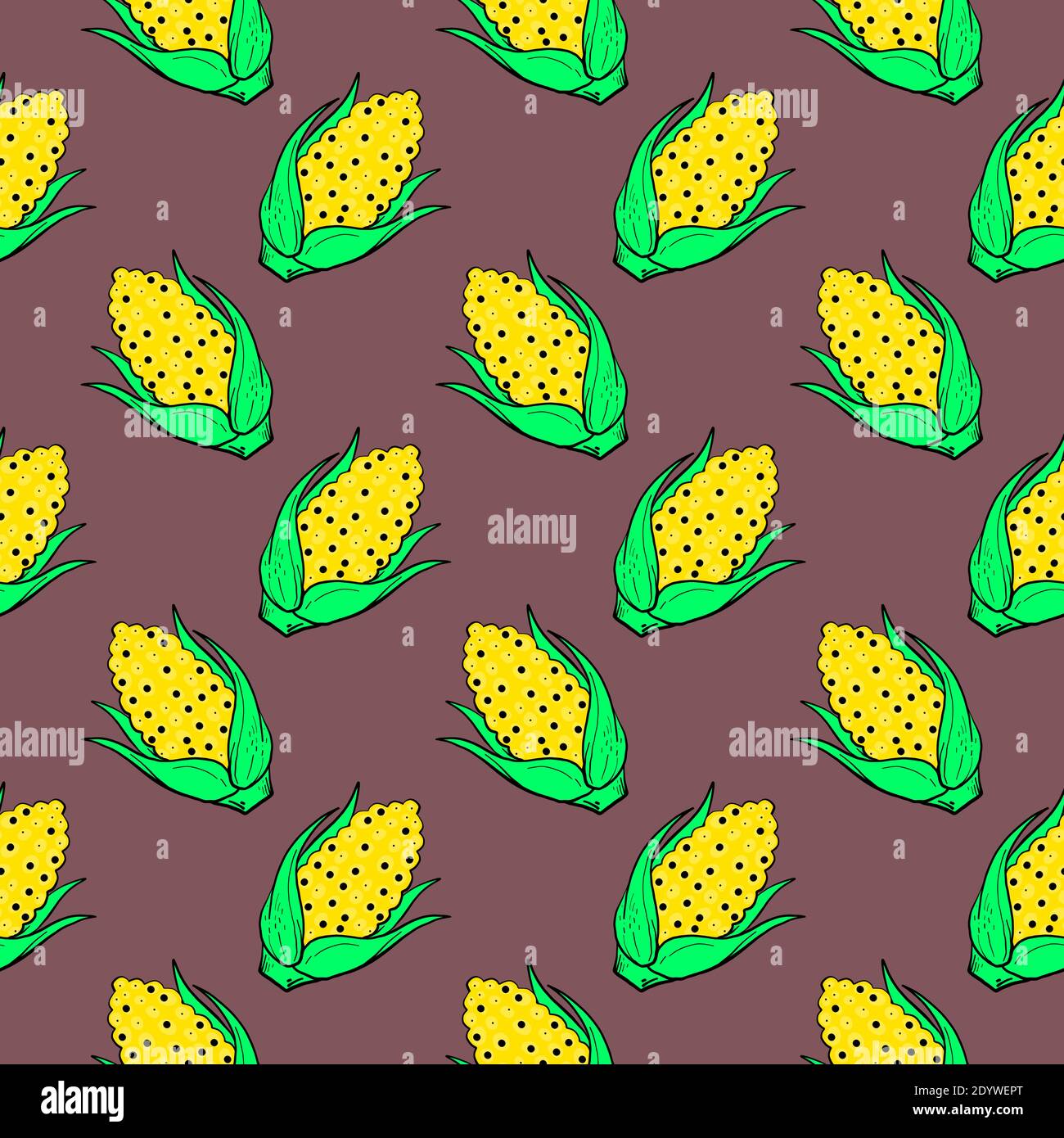 Corn cob,seamless pattern on brown background Stock Vector Image & Art ...