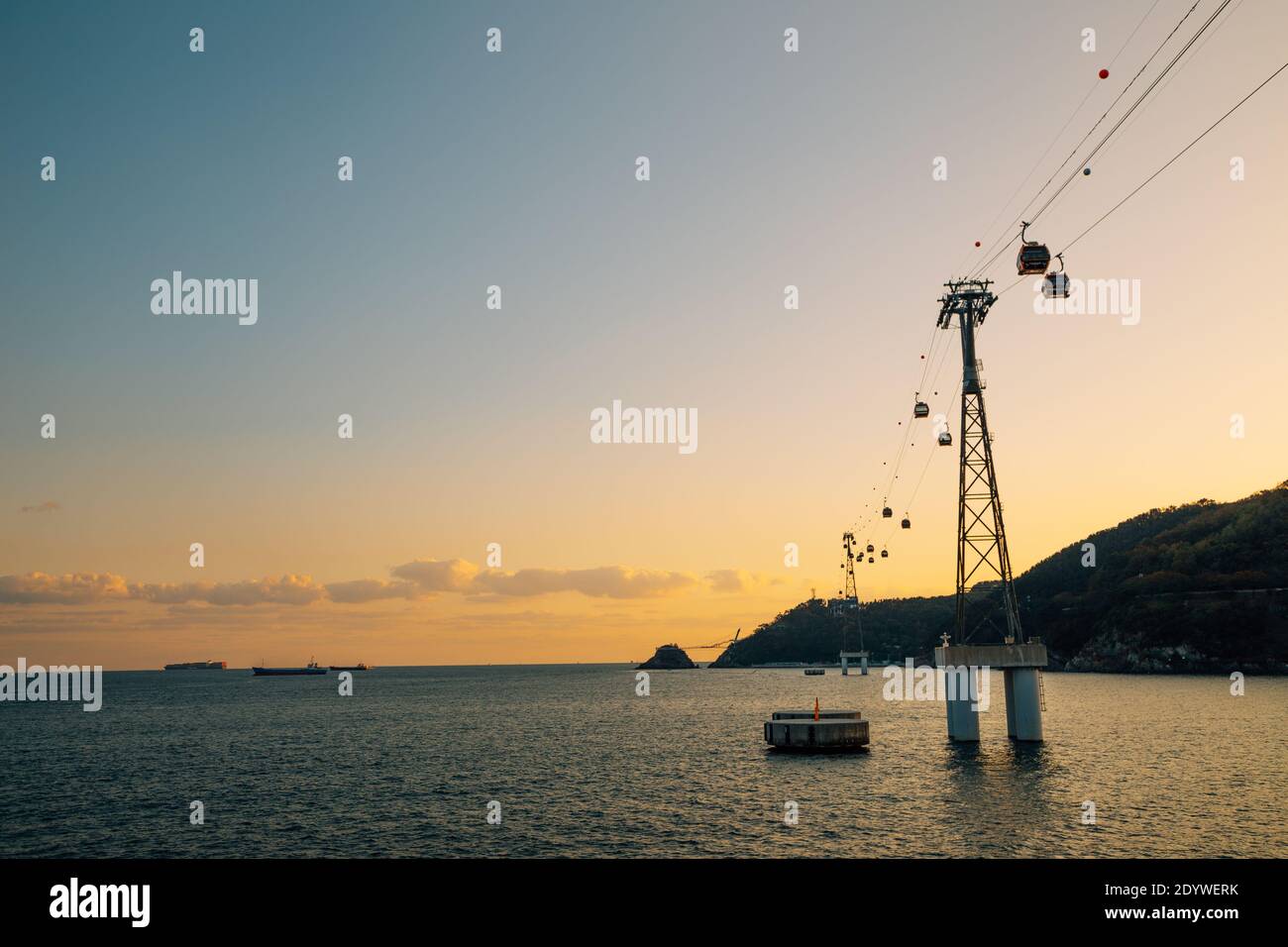 Sunset of Songdo beach and cable car in Busan, Korea Stock Photo - Alamy