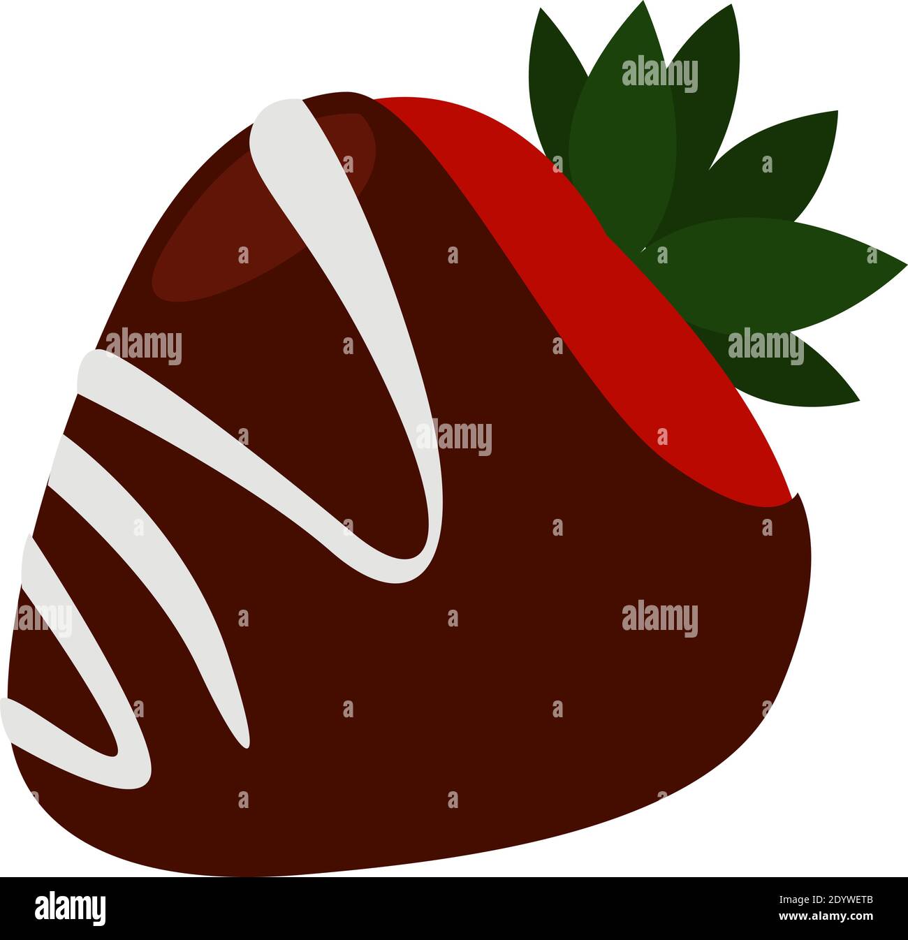 Strawberry dipped in chocolate, illustration, vector on a white ...