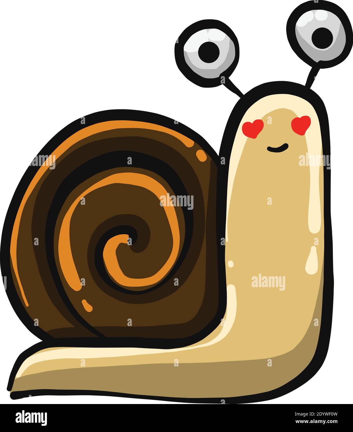 Cute snail in love, illustration, vector on a white background Stock ...