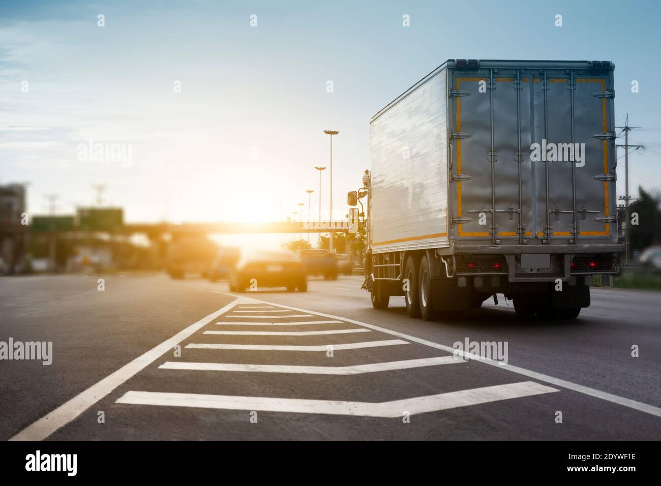 Truck goods driving on asphalt hi-res stock photography and images - Alamy