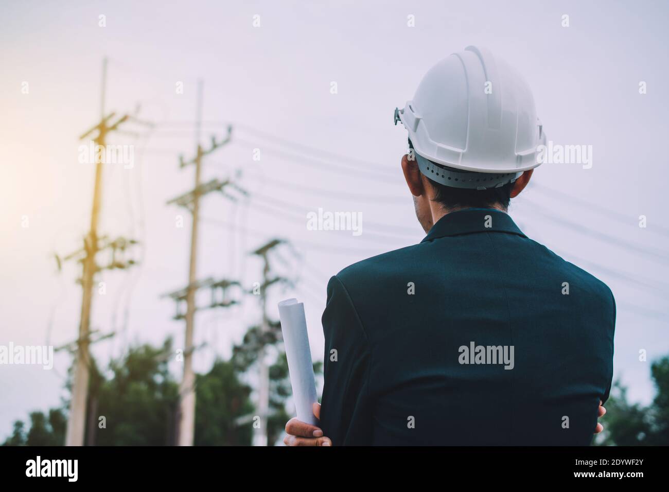 Engineer holding paper plan concept Determination and success Stock ...
