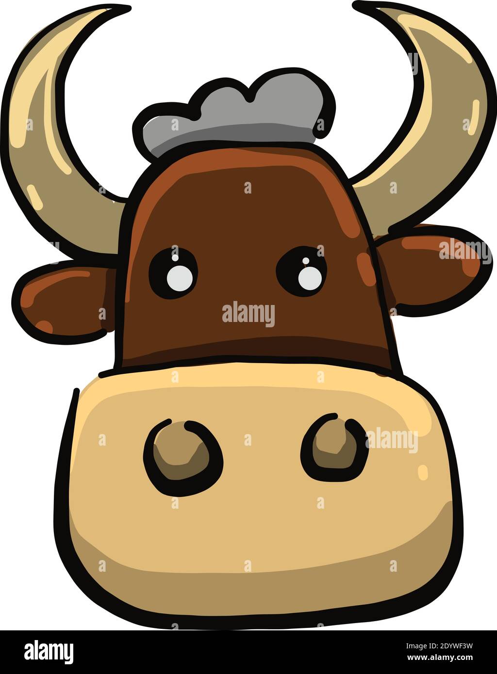 Brown cow, illustration, vector on a white background Stock Vector ...