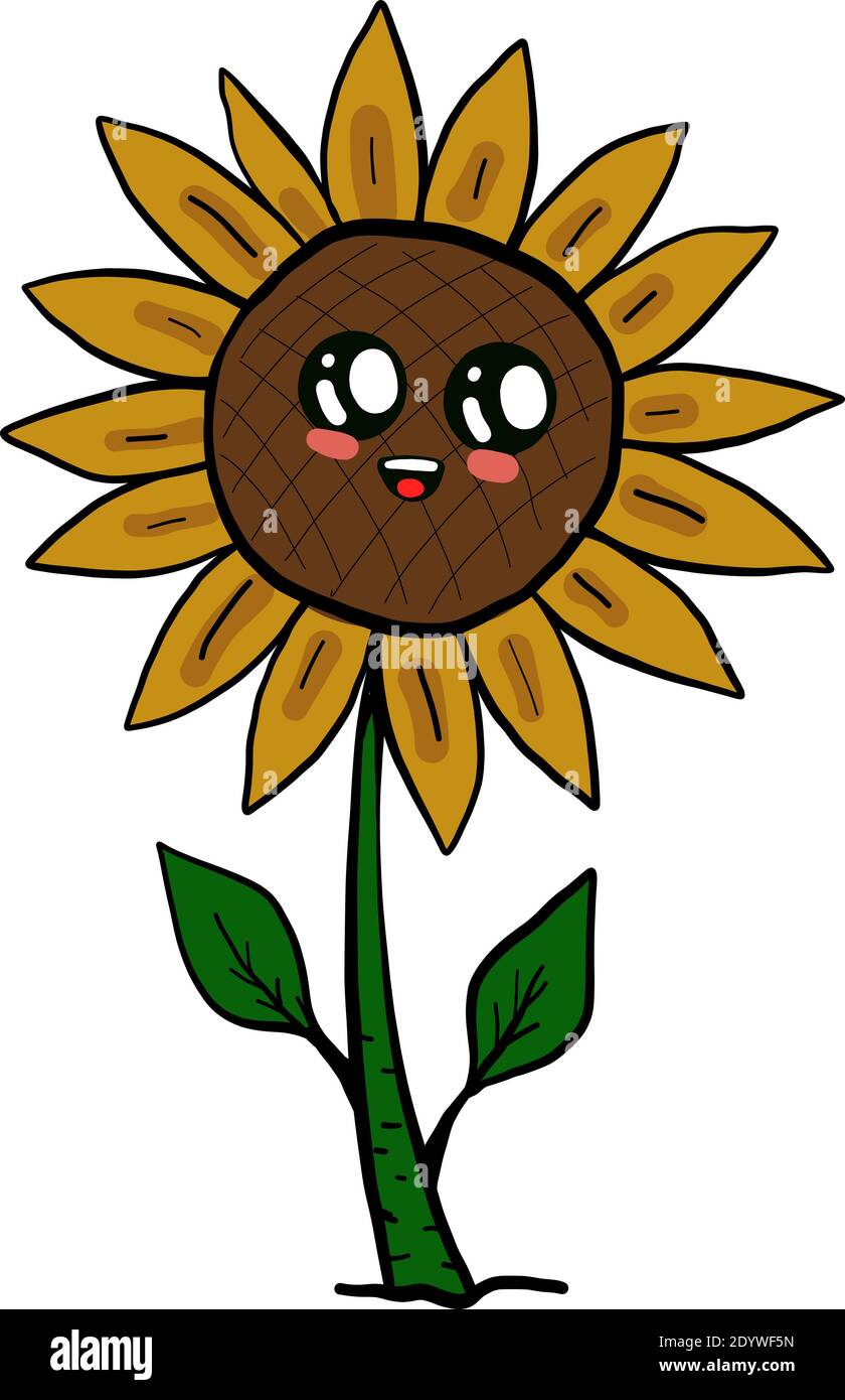 Happy sunflower, illustration, vector on a white background Stock ...
