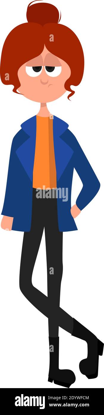 Girl in black boots, illustration, vector on a white background Stock ...