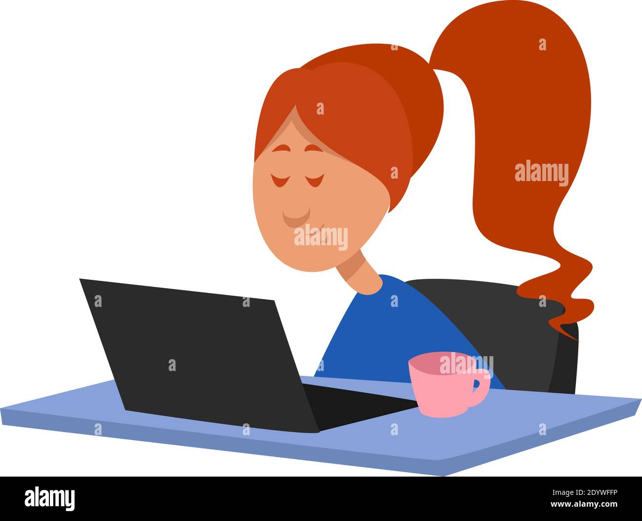 Hardworking girl, illustration, vector on a white background Stock ...