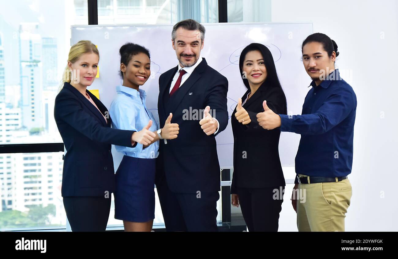 Business team working group meeting in office and Successful project ...