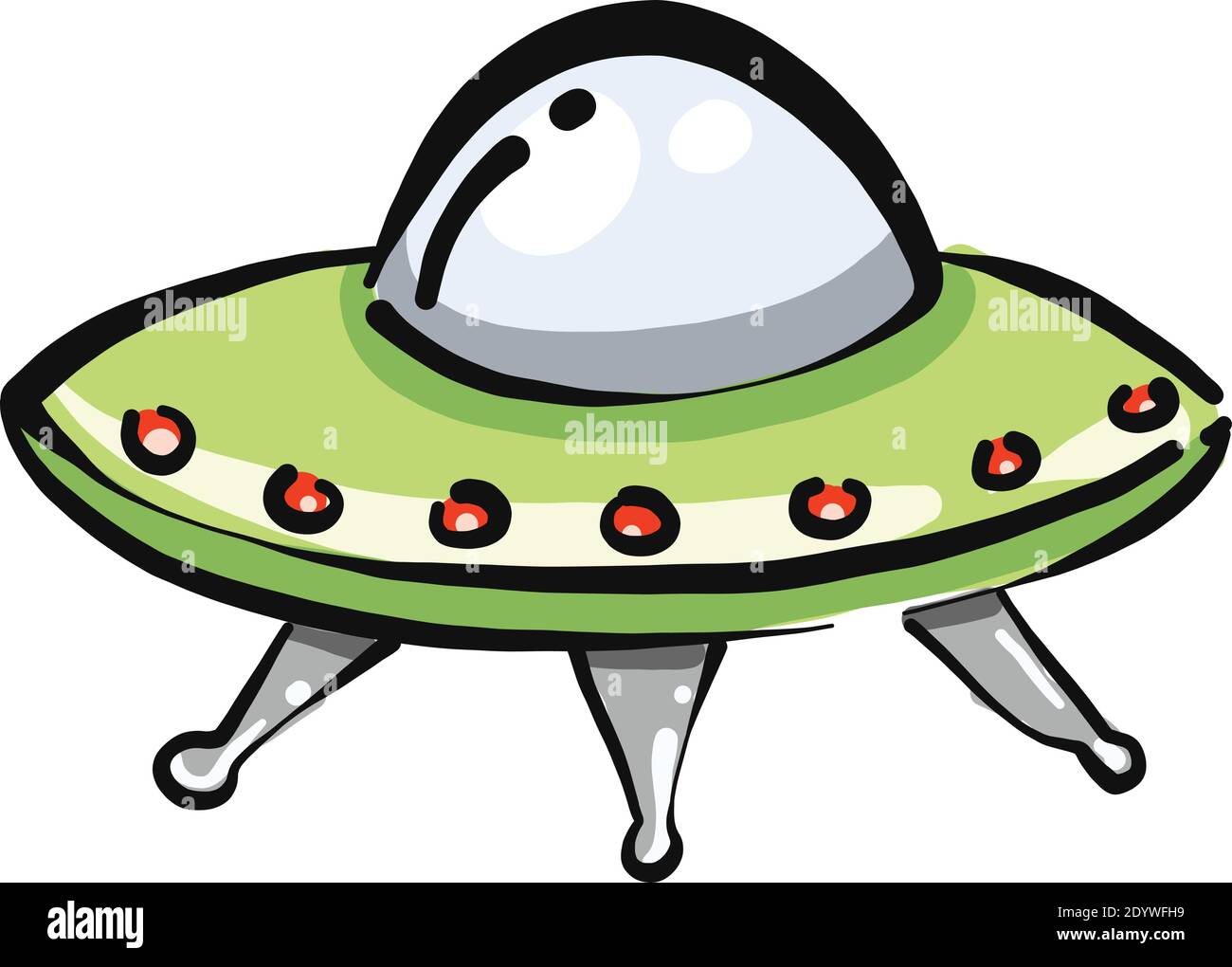 Green alien ship, illustration, vector on a white background Stock ...