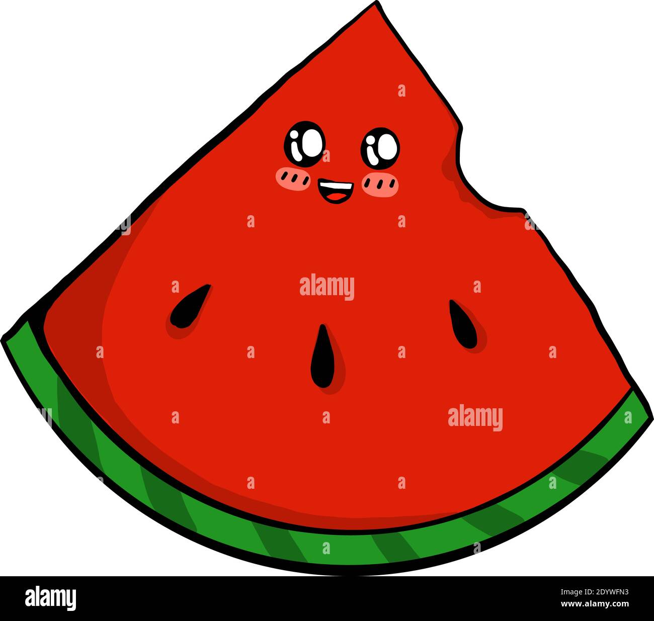 Watermelon with a face, illustration, vector on a white background ...