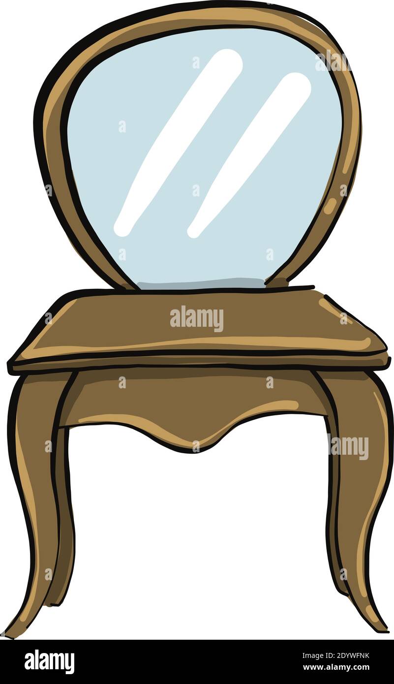Dressing table with a mirror, illustration, vector on a white ...