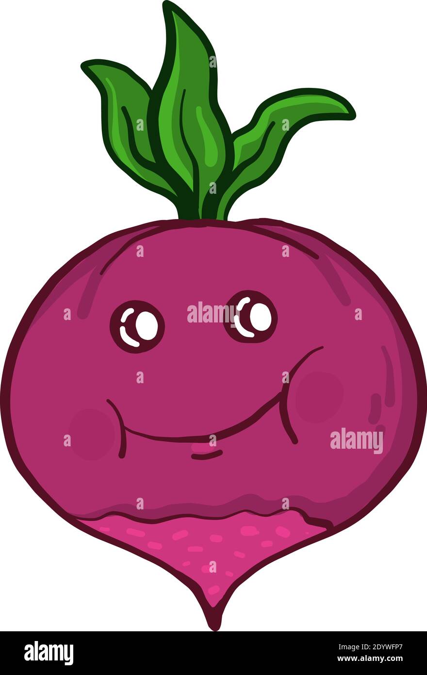 Cute fat radish, illustration, vector on a white background Stock ...