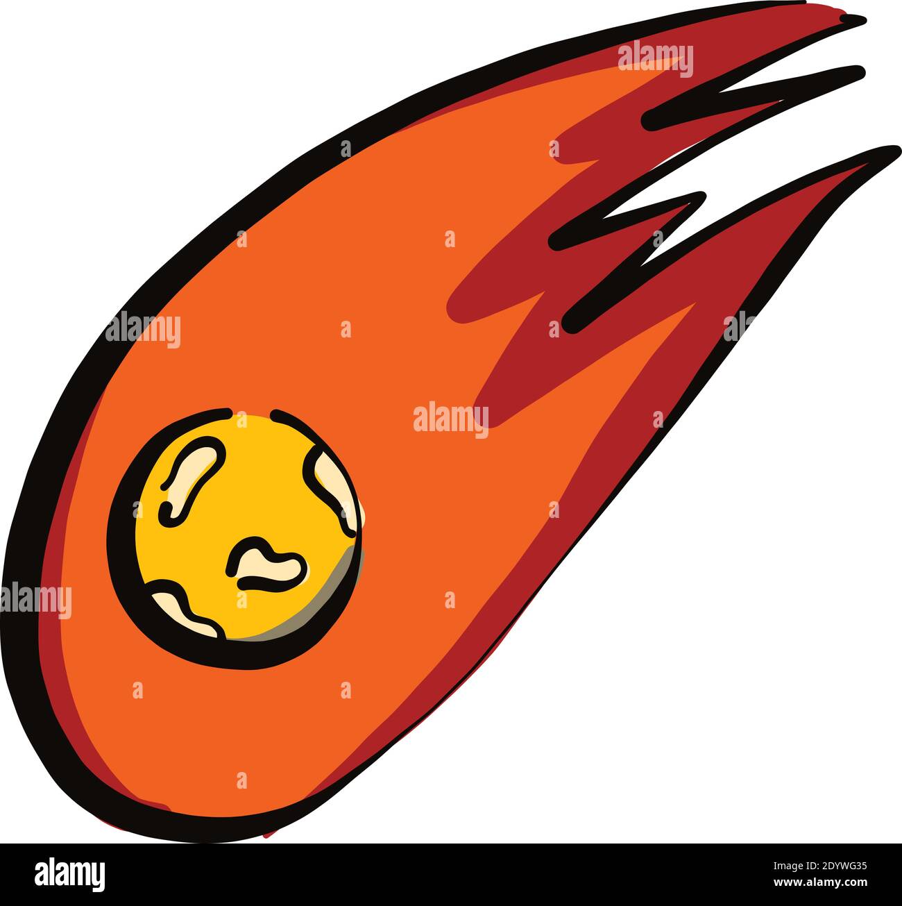 Falling meteorite, illustration, vector on a white background Stock ...