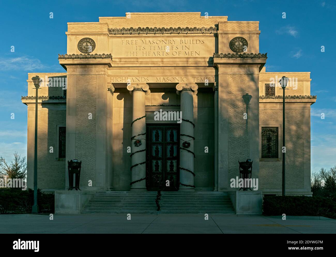 View of the Highlands Masonic Temple in Denver, Colorado, at sunset ...