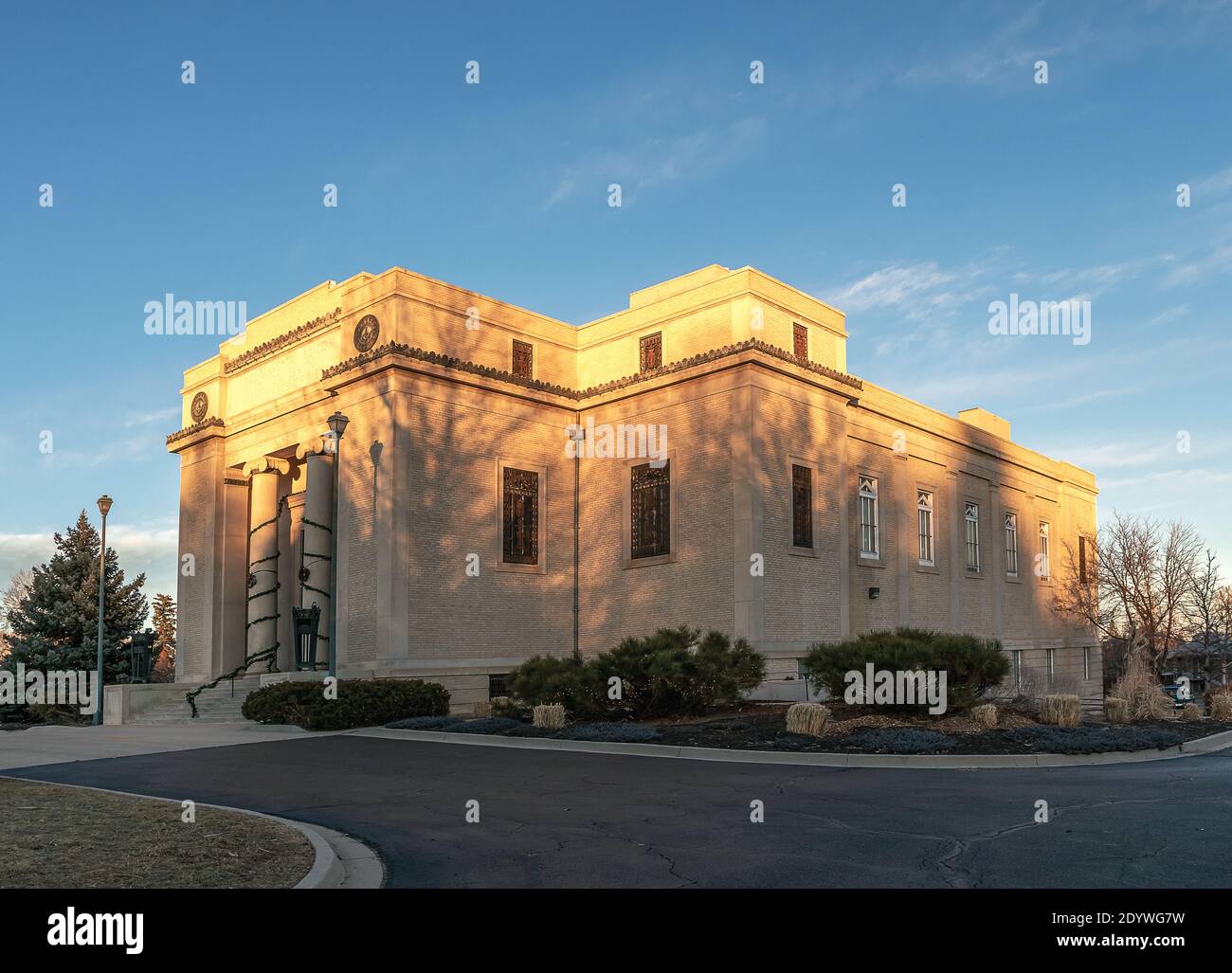 View of the Highlands Masonic Temple in Denver, Colorado, at sunset ...