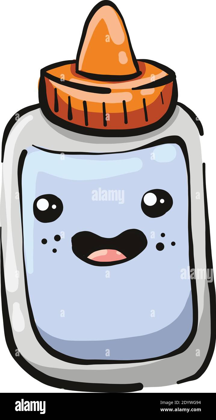 Blue glue bottle, illustration, vector on a white background Stock ...