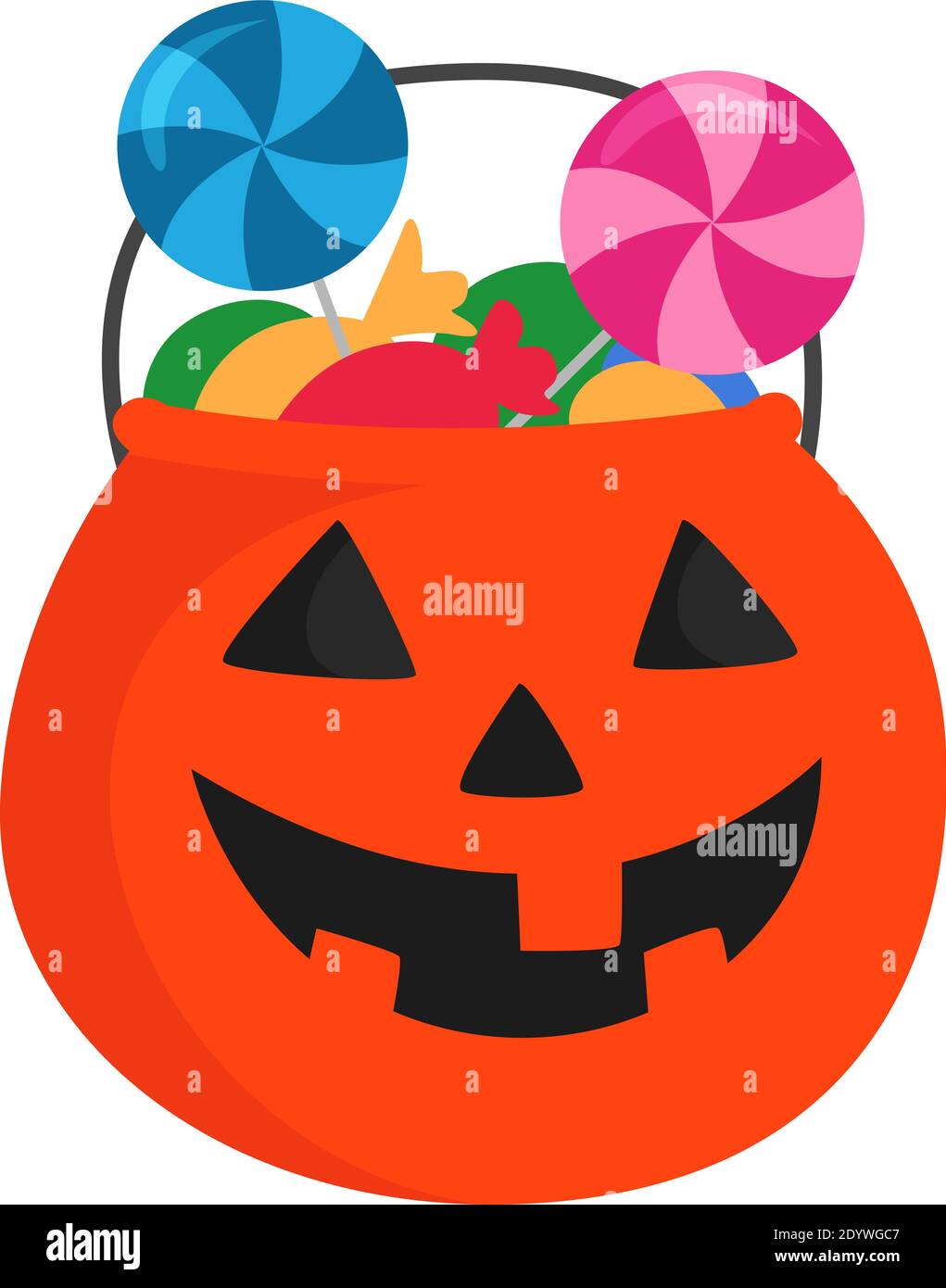 Pumpkin with halloween candy, illustration, vector on a white ...