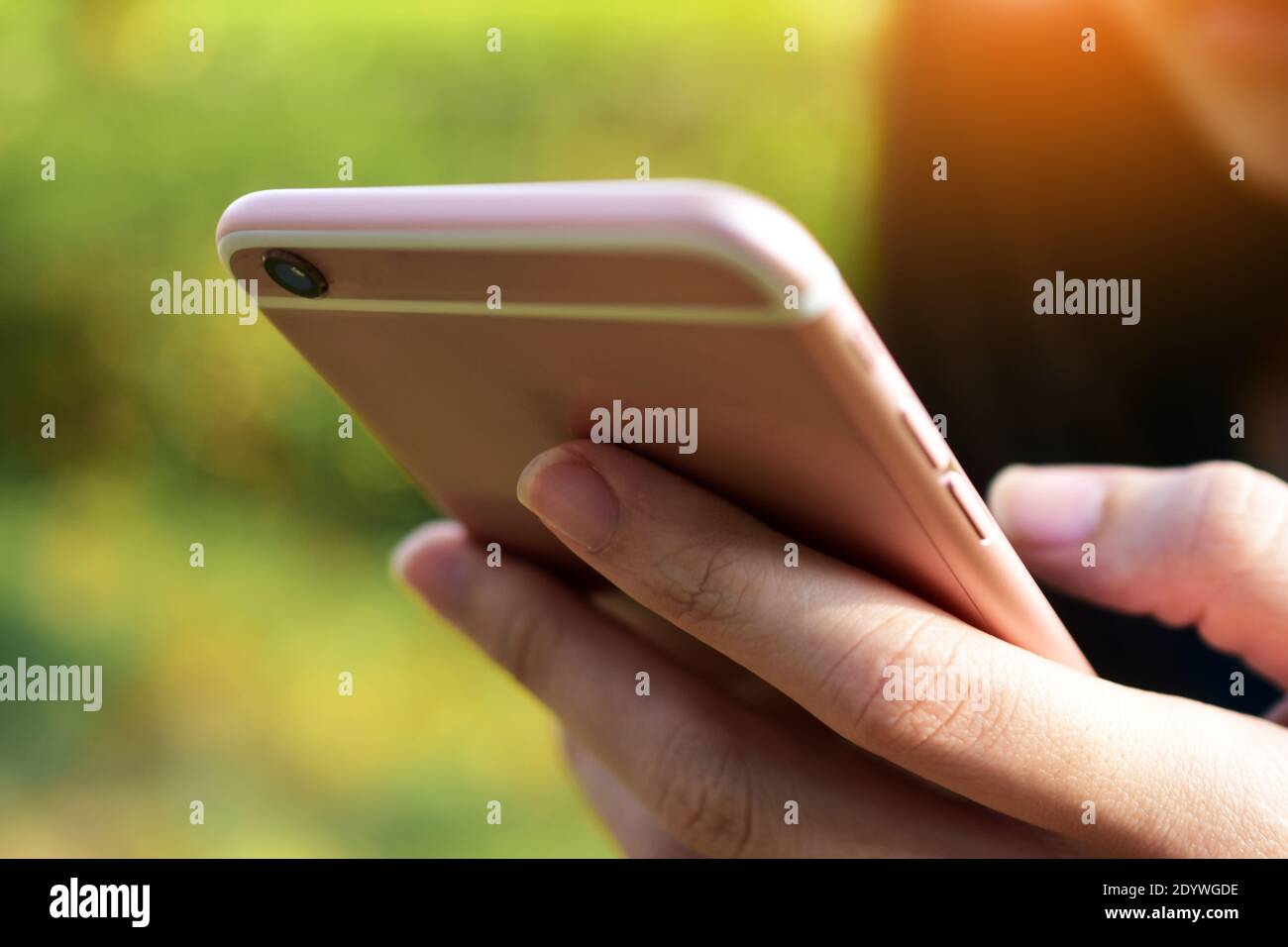 People holding mobile smart phone using smart application by internet ...