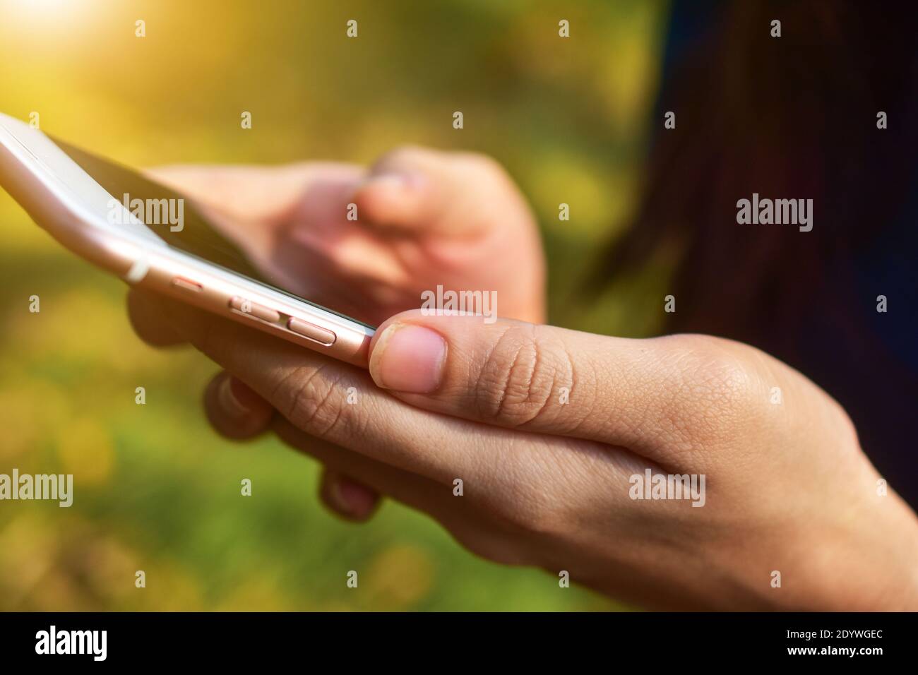 People holding mobile smart phone using smart application by internet ...