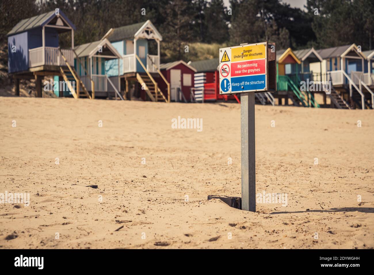 Sign: Danger Underwater Structures, No Swimming near the groynes, Keep ...