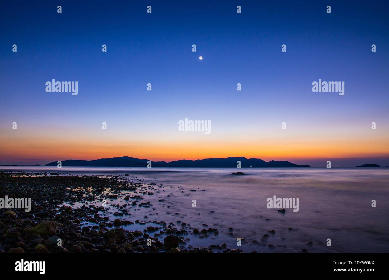 Landscape beach view sunrise on evening background at Sattahip Chon ...