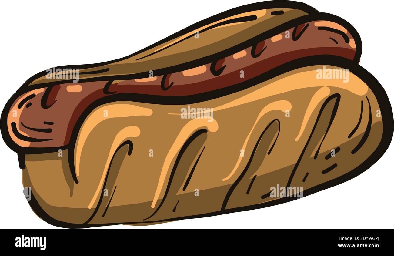 Delicious hot dog, illustration, vector on a white background Stock ...
