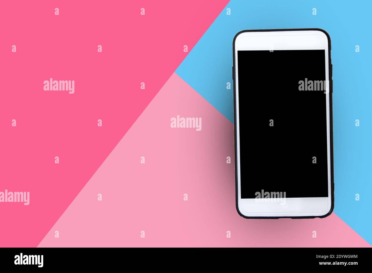 Mobile smart phone is on pink background Stock Photo - Alamy