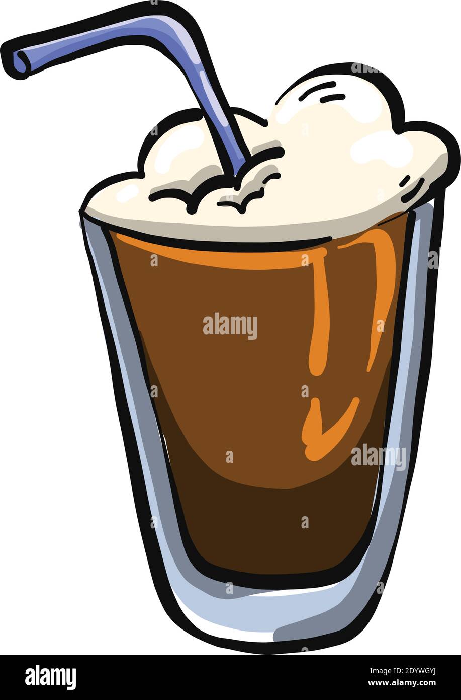 Ice coffee, illustration, vector on a white background Stock Vector ...