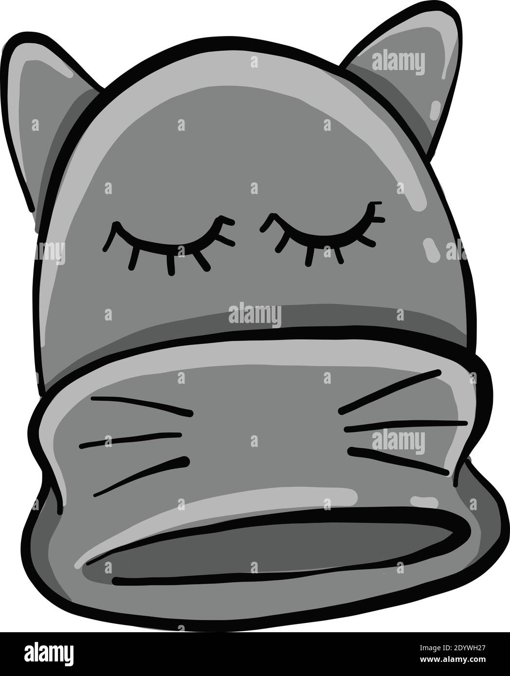 Grey hat for little kids, illustration, vector on a white background ...