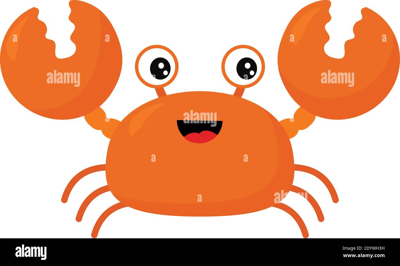 Happy red crab, illustration, vector on a white background Stock Vector ...