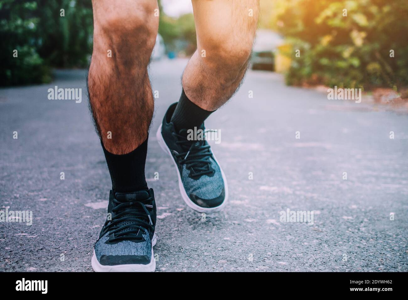 Man run on the street be running for exercise,Run sports background and ...