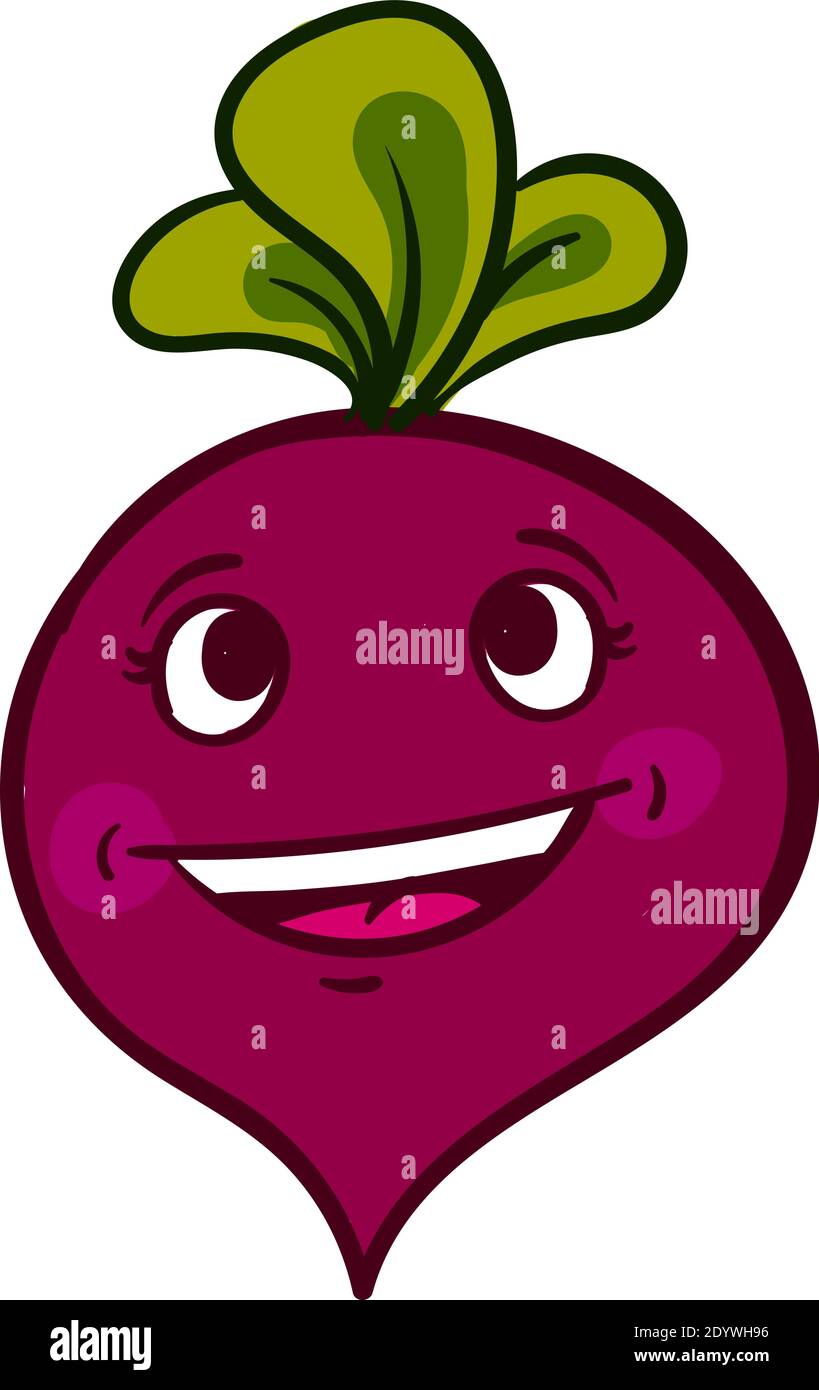 Beet with a happy face, illustration, vector on a white background ...