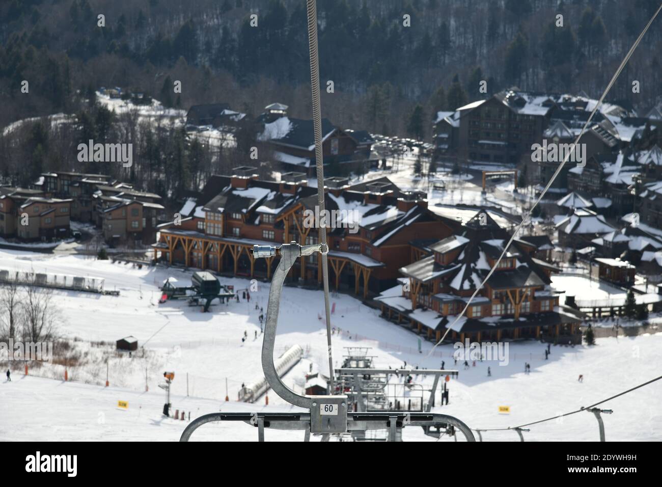 Stowe Mountain Ski Resort in Vermont, top view to the Spruce peak ...