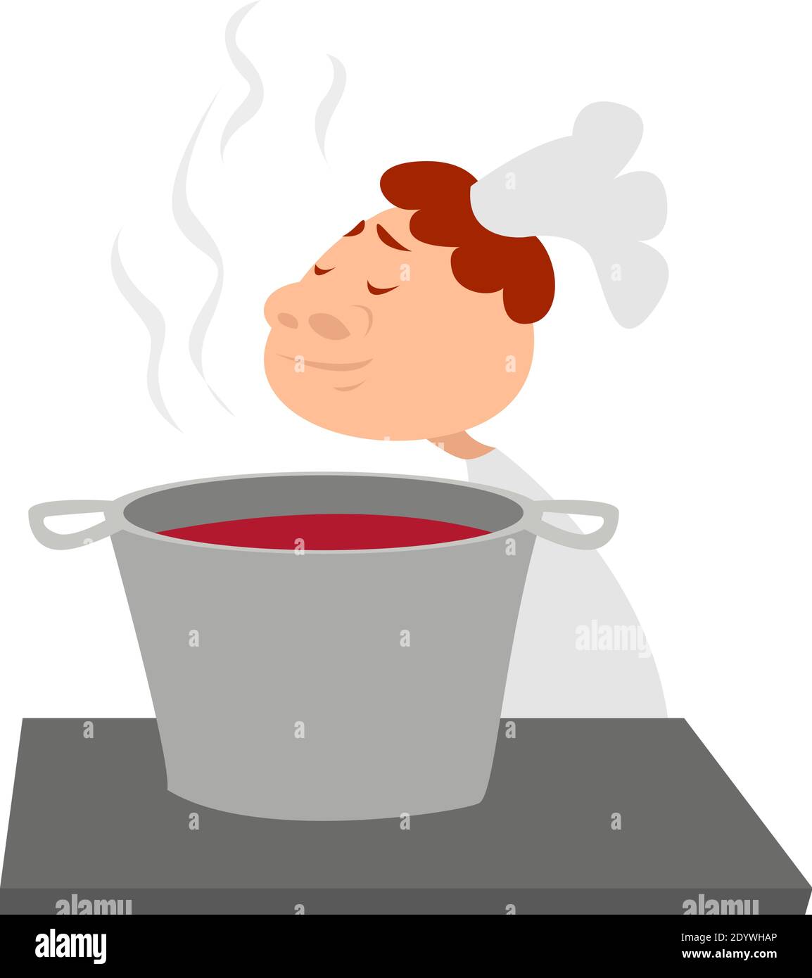 Making soup, illustration, vector on a white background Stock Vector ...