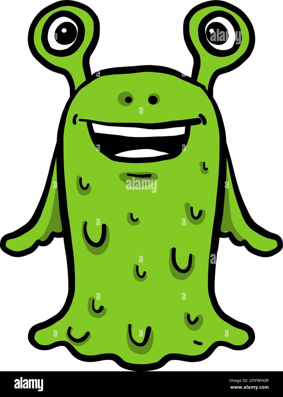Happy green monster, illustration, vector on a white background Stock ...