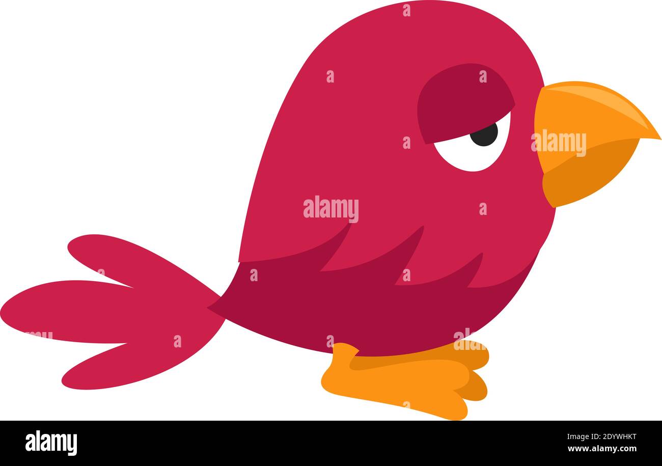Little bored bird, illustration, vector on a white background Stock ...