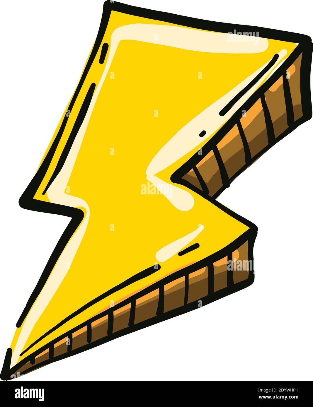 Yellow lightning, illustration, vector on a white background Stock ...