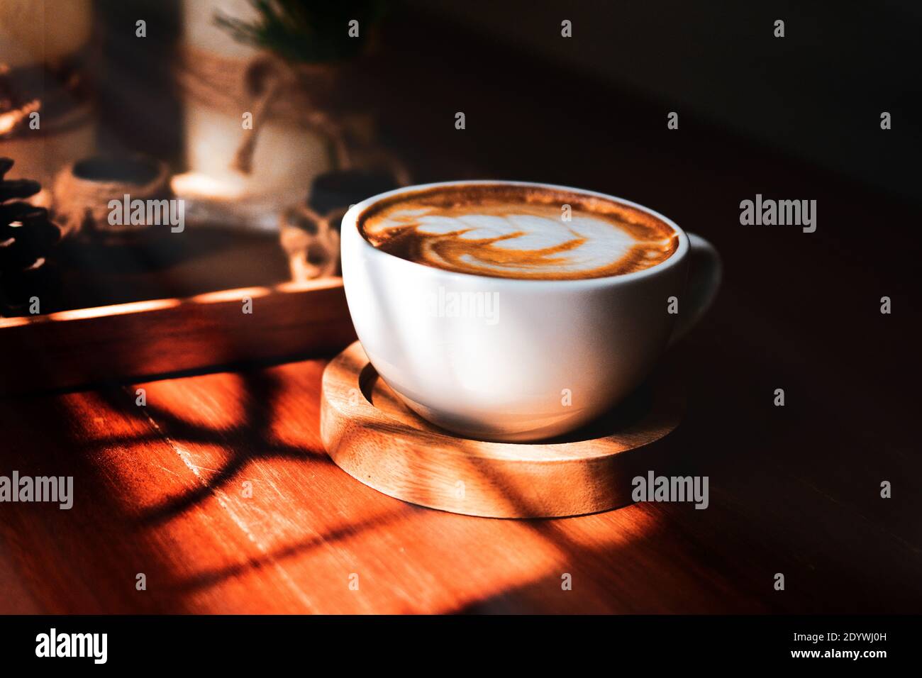 People Drinking Coffee Latte Stock Photo - Alamy