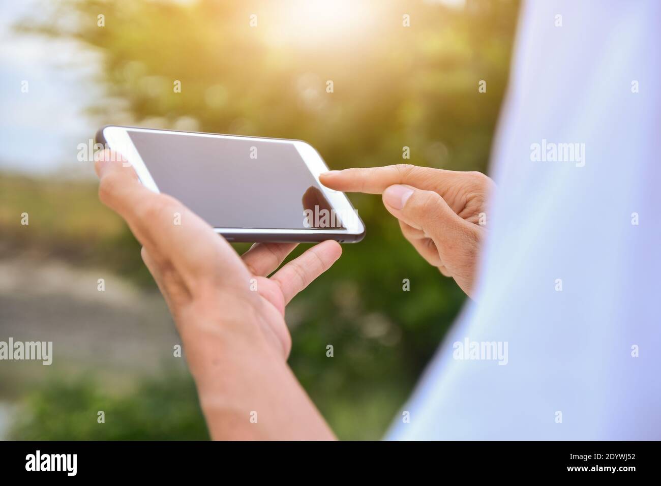 People holding mobile smart phone for using shopping online by internet ...